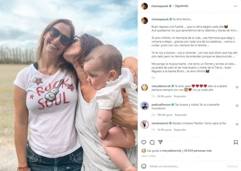 Conmovedora despedida de Paula Chaves tras la muerte de su mejor amiga ...