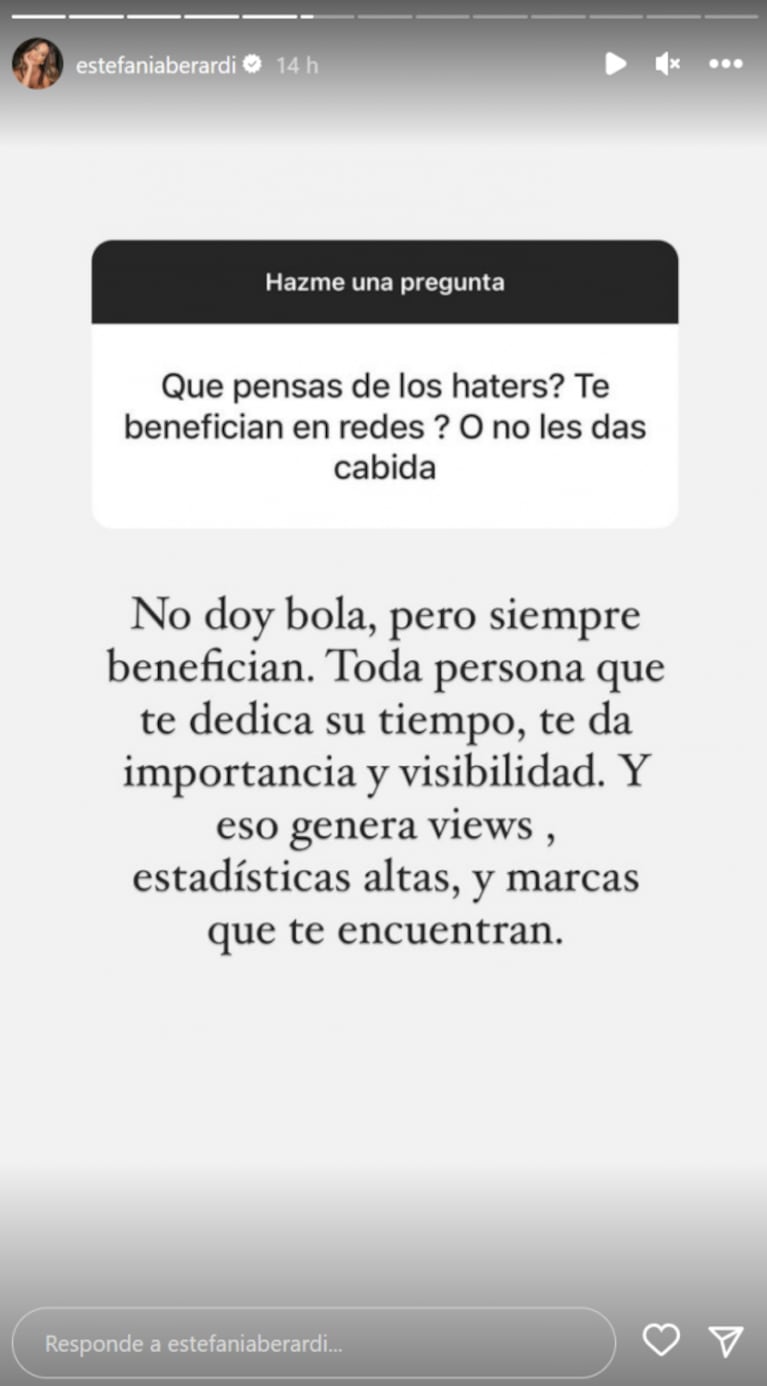 Estefi Berardi dijo que los insultos en las redes la benefician y ...